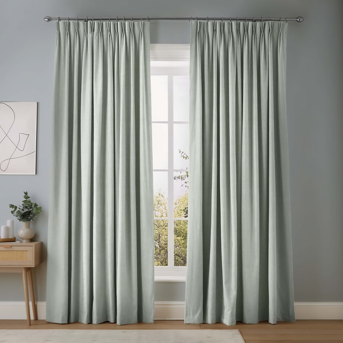 Cool Grey Pleated Curtains - Chennai Blinds