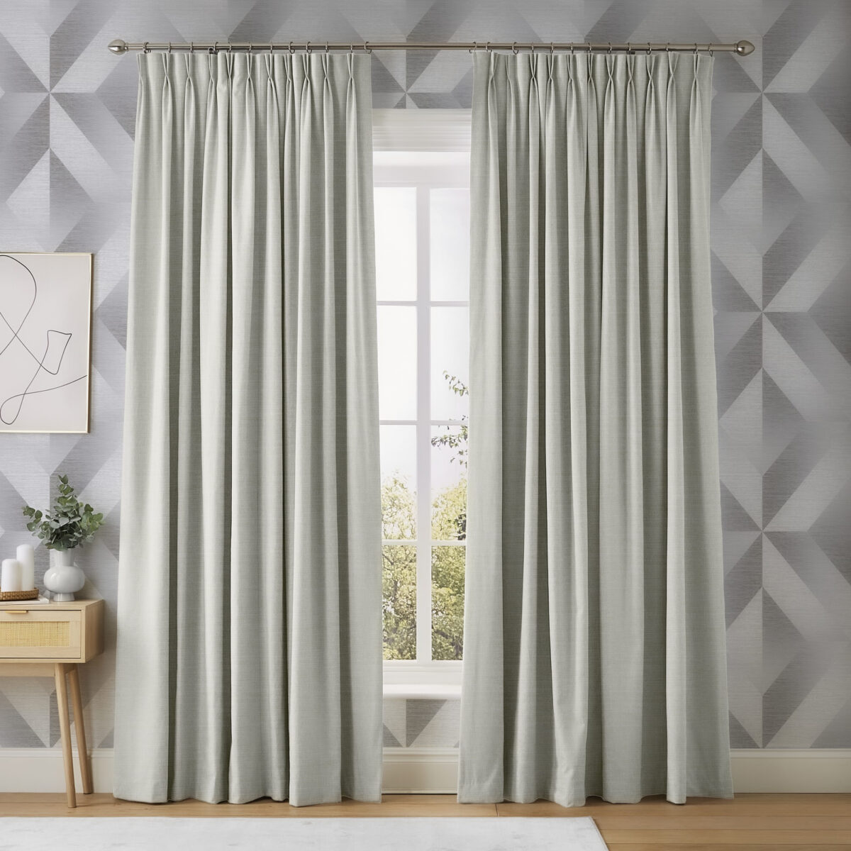 Half White Pleated Curtains - Chennai Blinds