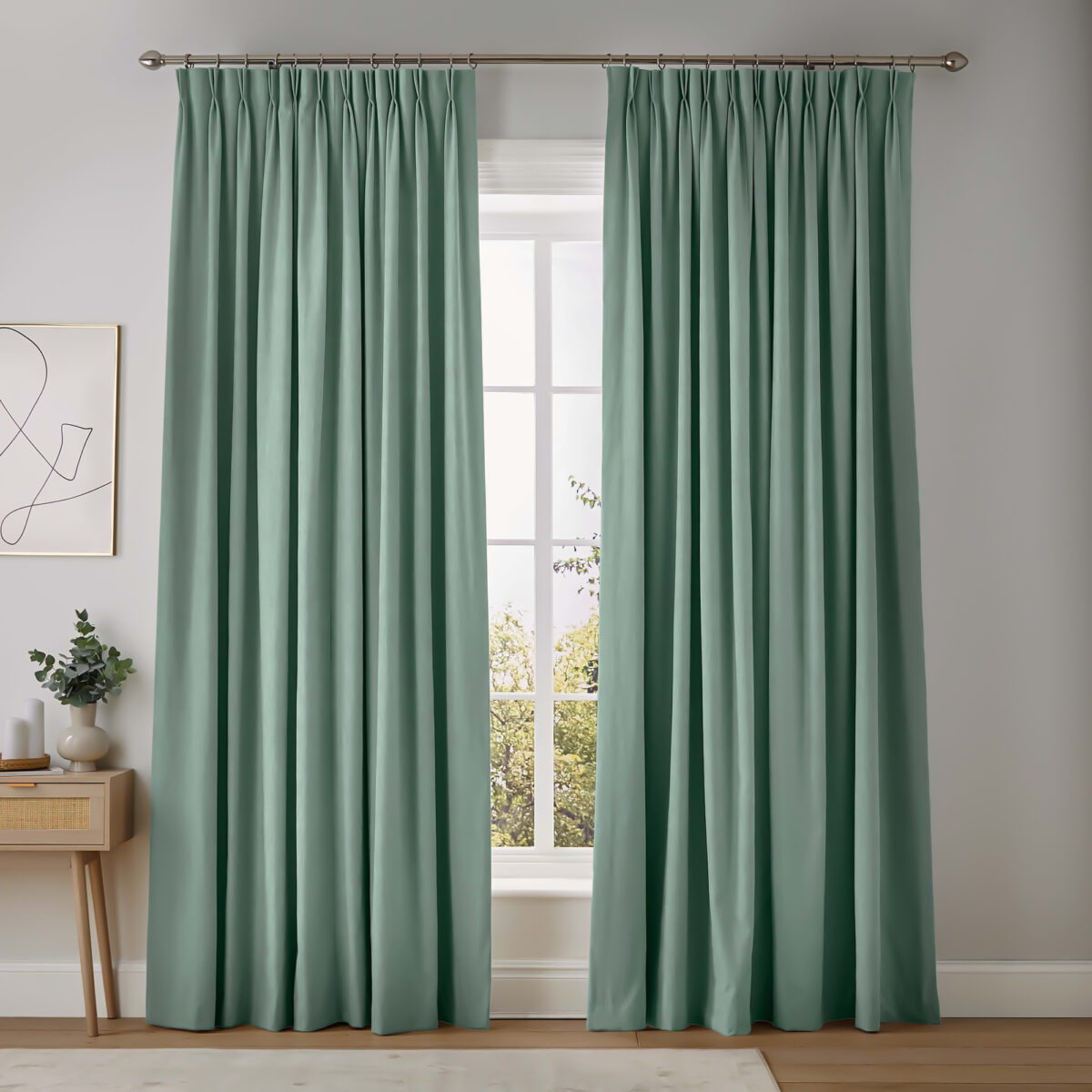 Spring Green Pleated Curtains - Chennai Blinds