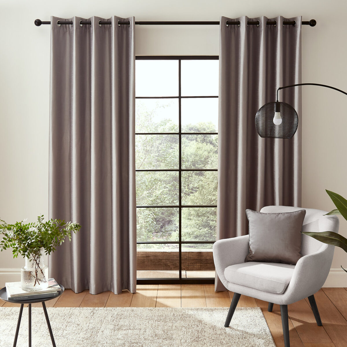 Silver Grey Eyelet Curtains - Chennai Blinds