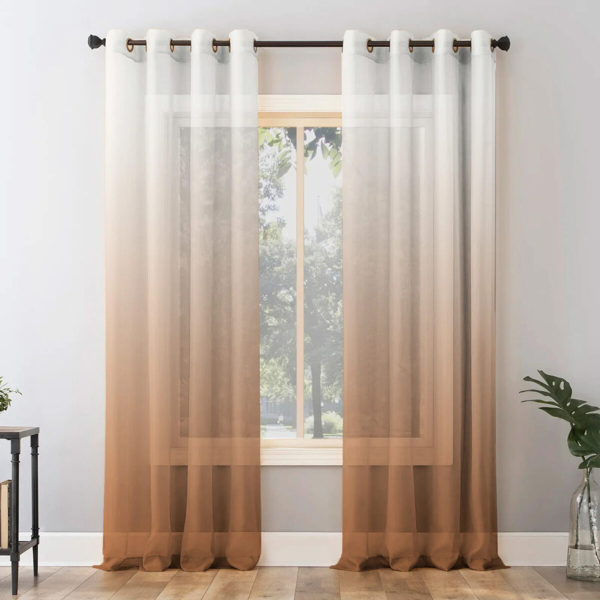 Double Sheer Brown Curtains - Chennai Blinds